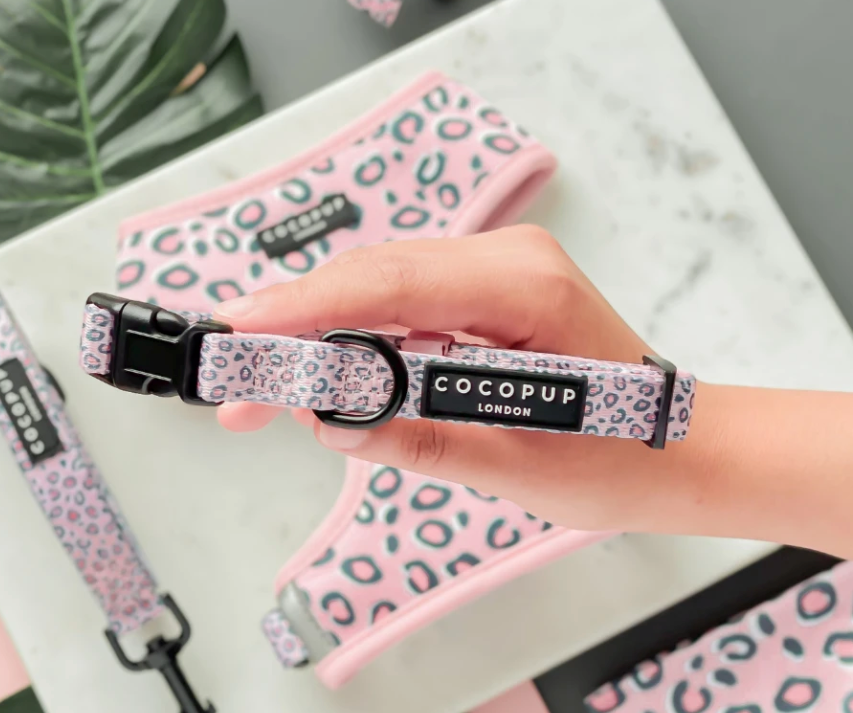 Halsbånd til hund | Pink Leopard | Cocopup London